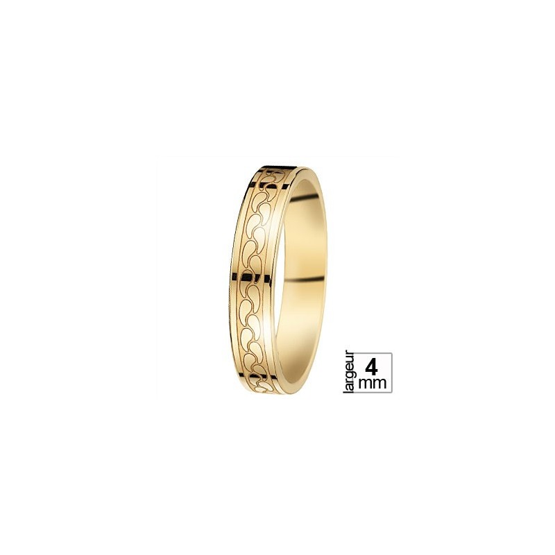 Alliance Or jaune avec motif au laser - Boutique Alliance